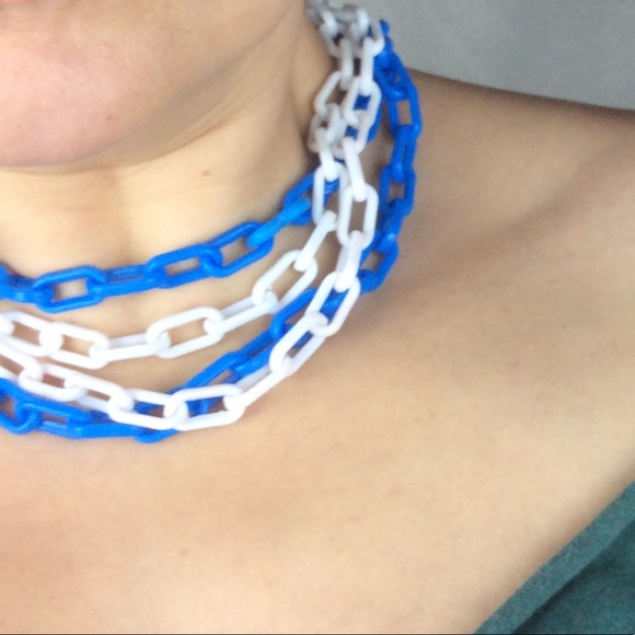 Vintage | Jewelry | Vintage 8s Neon Pink Plastic Chain Link Necklace ...